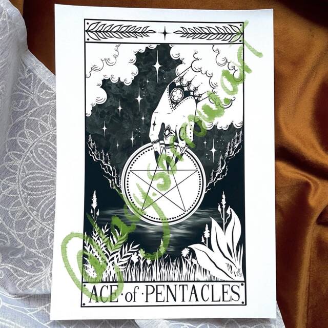 Ace Of Pentacles, Print Original Tarot Art Illustration, A4 by Etsy ...