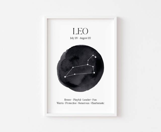 Leo Zodiac Print - Astrology Prints Star Wall Art Celestial Sign ...