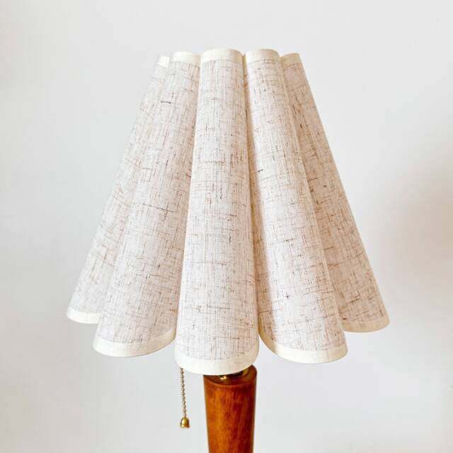 Handmade White Trim Flower Ruffle Linen Fabric Tall Pleated Shade For ...