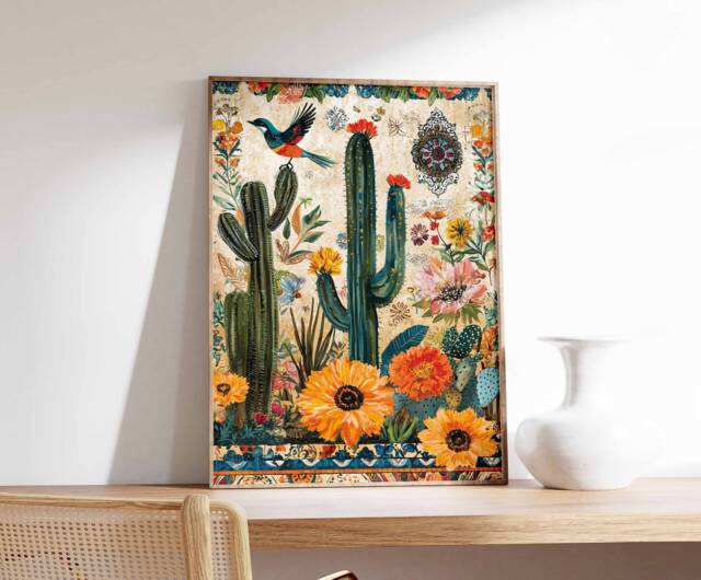 Vintage Mexican Poster, Prints, Decor, Traditional Latin Floral Print ...