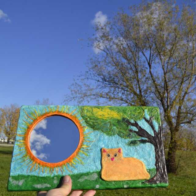 Ginger Kitten Mirror Decorative Wall Mirror, Orange Sunburst Mirror ...