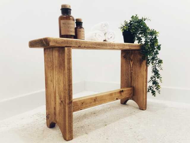 Rustic Wooden Bench, Narrow Hall Bench Seat, Sustainable Handcrafted ...