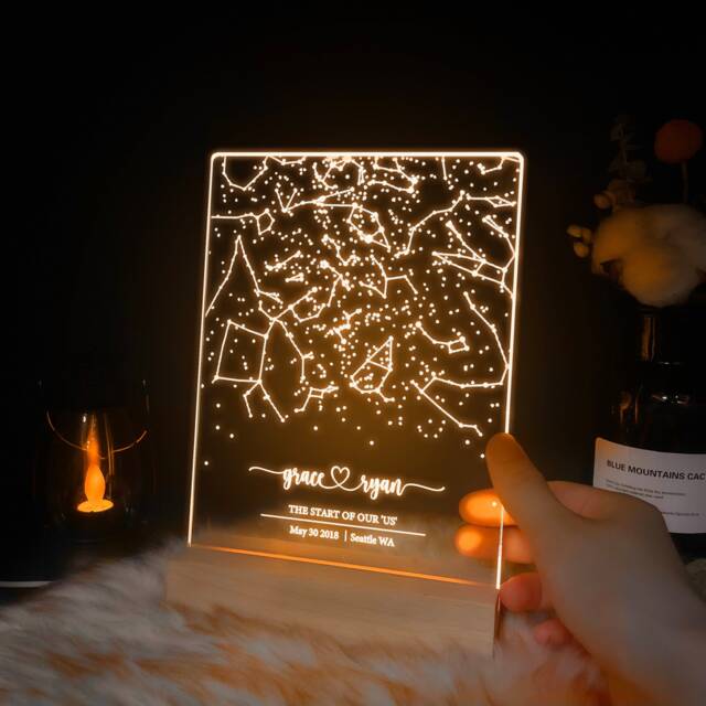 Custom Star Map By Date, Star Night Light, Personalized Constellation ...