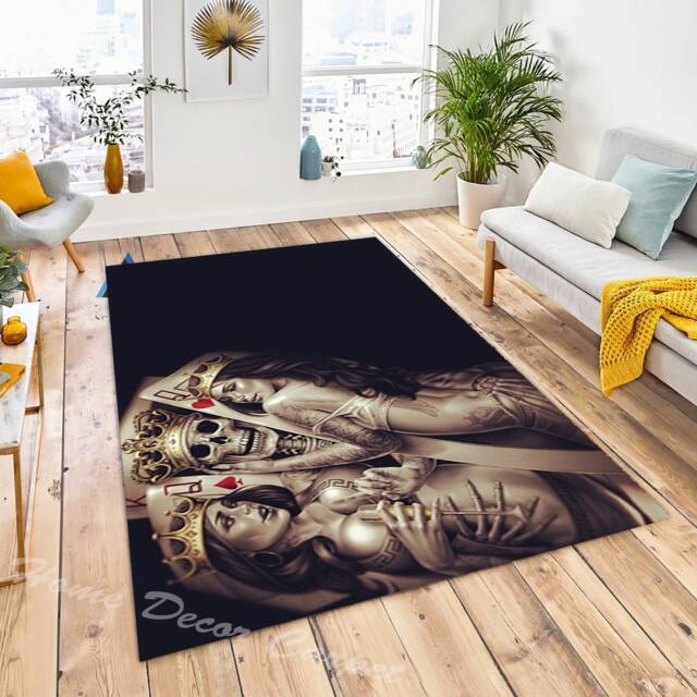 Rug For Bedroom, Living Room, Comic Art, Cards, Playing, Skull, Room ...