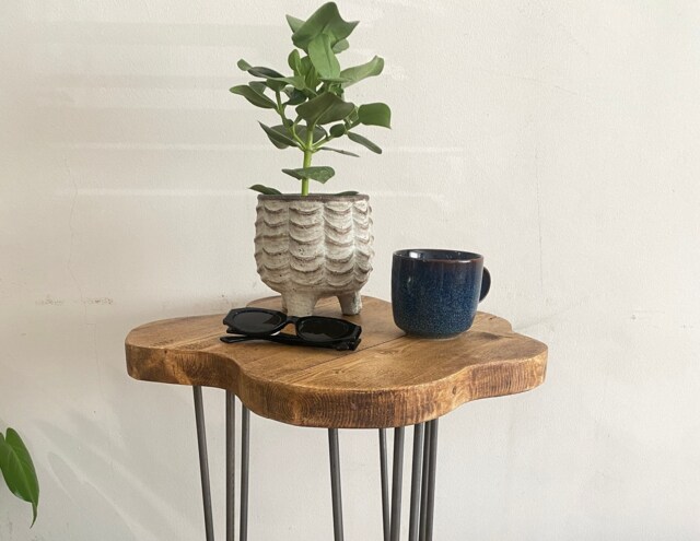 Foret Small Rustic Flower Live Edge Solid Wood Chunky Scaffold Hairpin ...