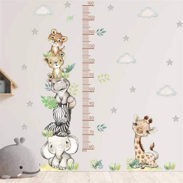 Baby Height Chart Stickers, Wall Chart, Children's Animal Savannah ...