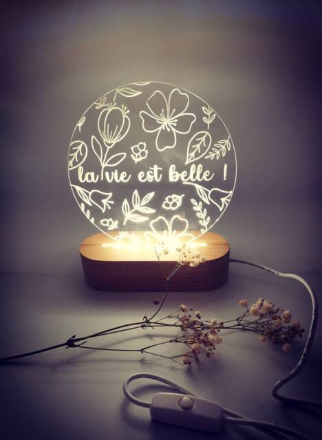 Led Lamp - Customizable Night Light Plexi Life Is Beautiful by Etsy ...