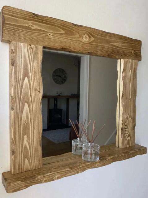 Beautiful Quality Rustic Wooden Mirror With Shelf by Etsy | ufurnish.com