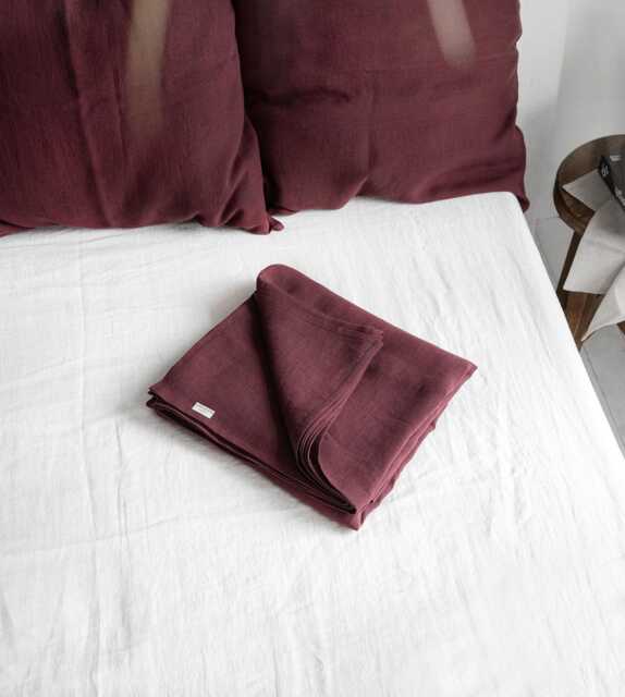 Linen Flat Sheet in Burgundy. King, Queen, Twin, Full, Double, Standard ...