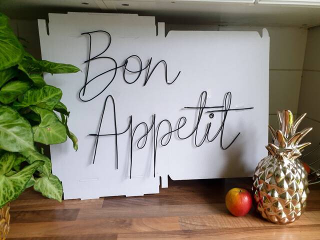 Handmade Wire Bon Appetit Wall Sign - Art Decor Wireword Kitchen ...
