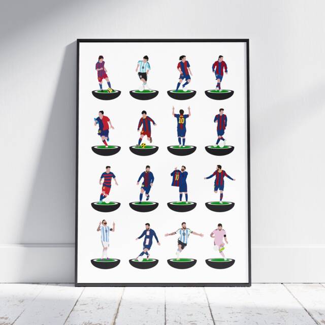 Messi Football Shirt Print Career Timeline - Kids Bedroom Poster Wall ...