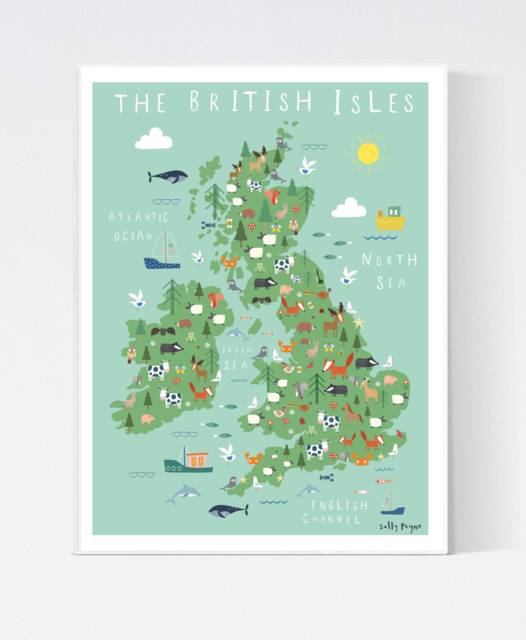 The British Isles Illustrated Wall Map- Art - Children's Prints ...