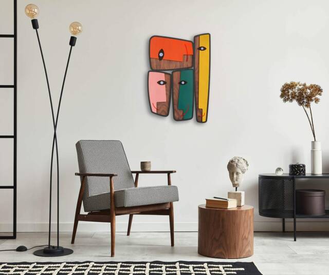 Decorative Mask, Living Room Wall Decor, Pop Art, Wood Hanging, Modern ...