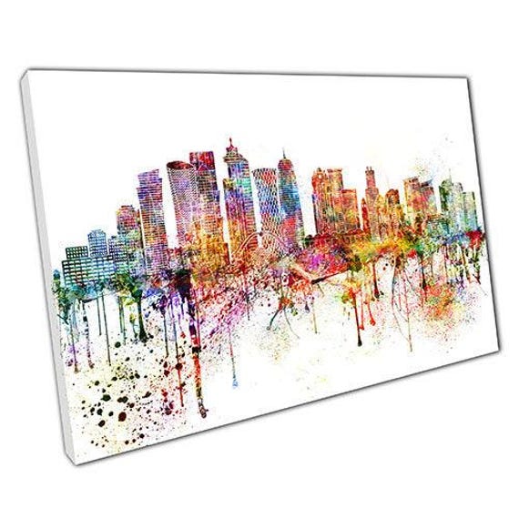 Colorful Doha Skyline Landmarks Canvas Wall Art For Home Office D??cor ...