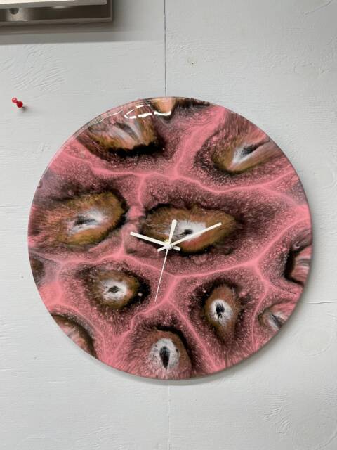 Fluid Art Resin Clock, Unusual Wall Clock, Pink Wall Abstract Modern ...