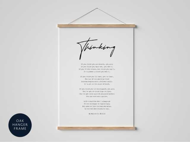 Thinking - Poem By Walter D. Wintle, Framed Poem Print, Poster ...