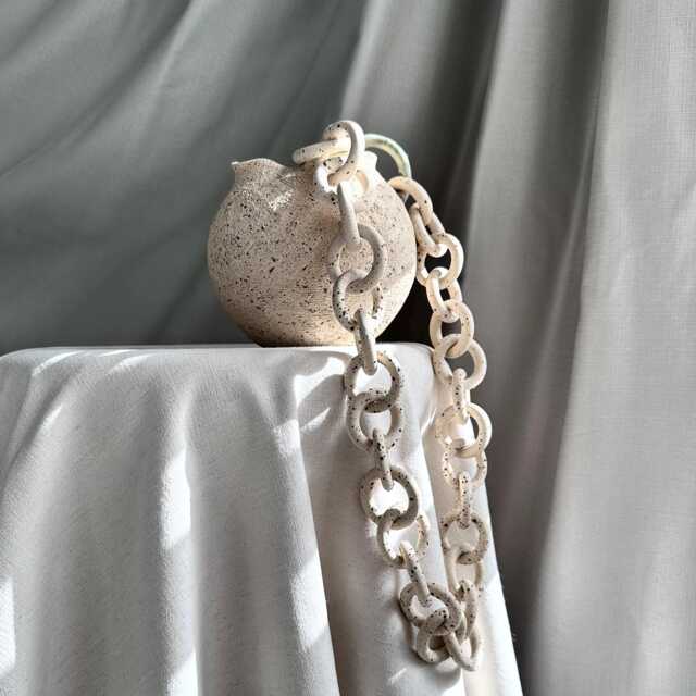 Ra -- Handmade Ceramic Vase Chain Vase-- Textured Unique Minimal Beige ...