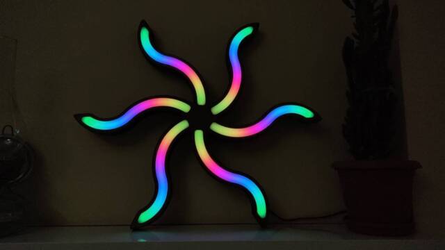 Minimalist Rgb Led Light, Modern Wood Wall Decor, Color Changing, Argb ...