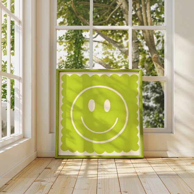 Lime Smiley, Dopamine Decor, Maximalist, Colourful Wall Art, Smiley ...
