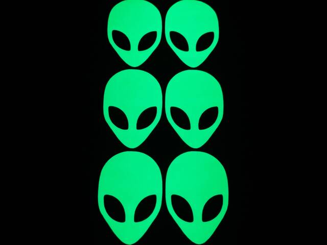 Glow in The Dark Alien Head Stickers Small - Peel & Stick Decal For ...