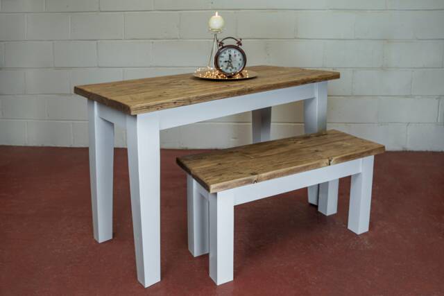 Handmade Rustic Dining Table - Solid Reclaimed Wood Farmhouse Custom Kitchen With Benches Large ...
