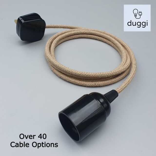 Vintage Bakelite Plug in Pendant Light - Fabric Cable, Lamp Holder ...