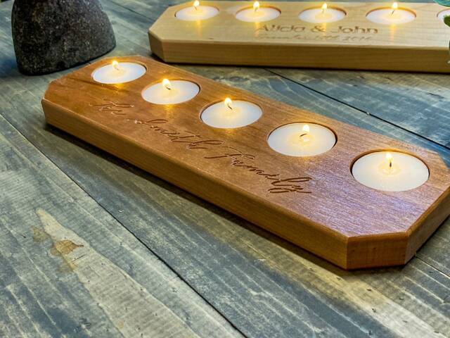 Personalized Tealight Candle Holder, Custom Holders, Wooden Engraved ...