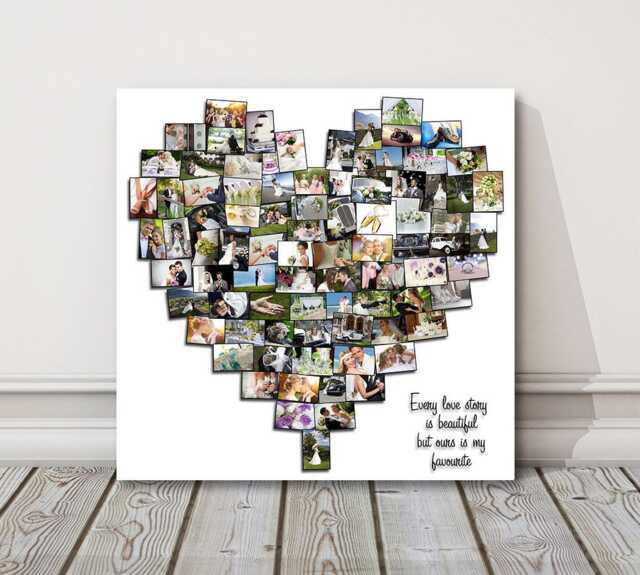 Wedding Day Love Heart Canvas Print Bespoke Design Collage Picture ...