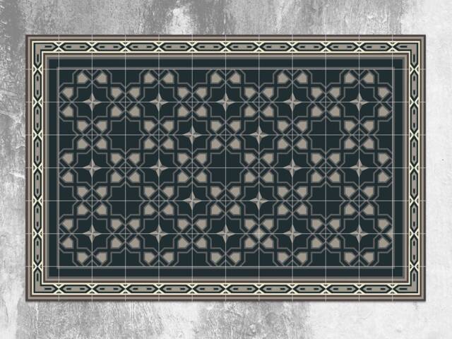 Gothic Rug Star Vinyl Mat, Bronze Linoleum Rug, Black Floor Tile ...