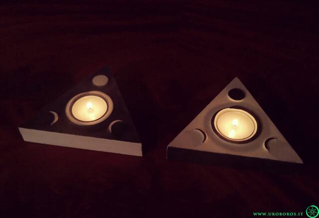 Pair Of Triangular Tealight Holders With Triple Moon & Uroboros by Etsy ...