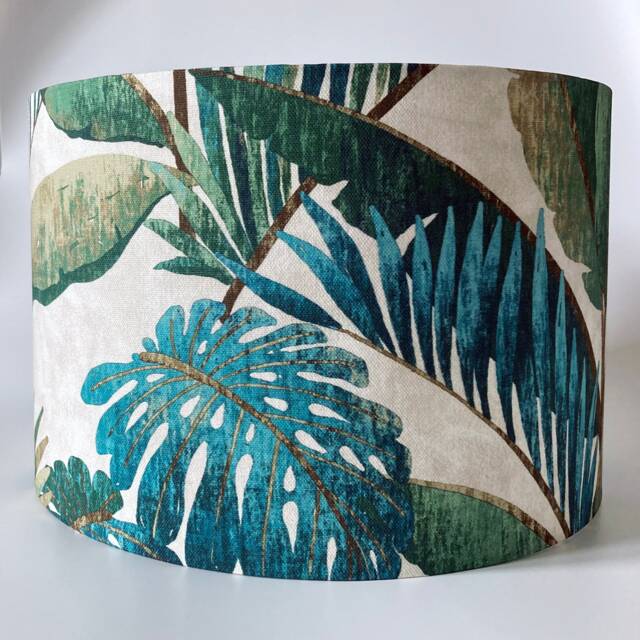 Teal Palm Leaf Fabric Ceiling Light Shade Or Table Lampshade in 2 Sizes ...