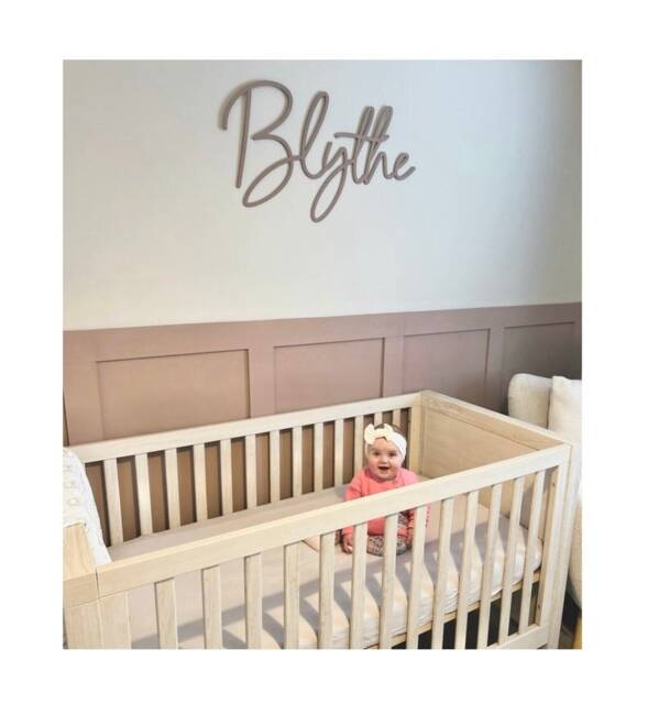 Wooden Name Sign Scribble Font - Wall Art Personalised Baby For Nursery ...