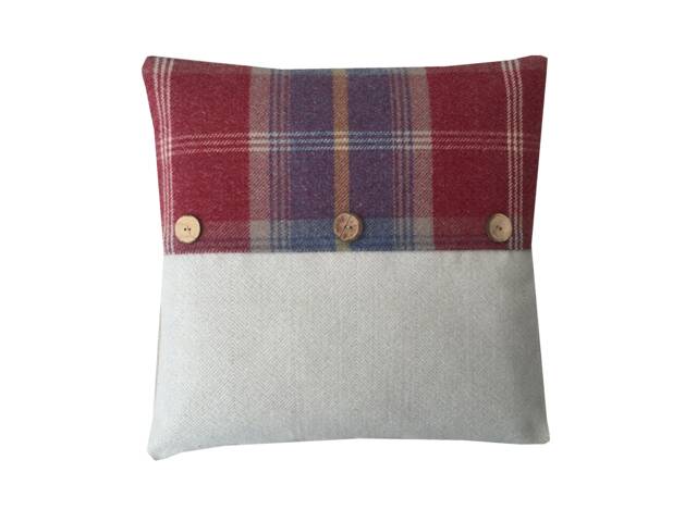 Balmoral Ruby Red Blue Linen Cosy Tartan Plaid Tweed Check Coconut ...