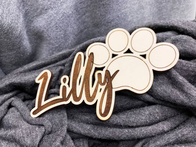 Personalized Nameplate With Paw For Dogs Or Cats Made Of Birch Plywood ...