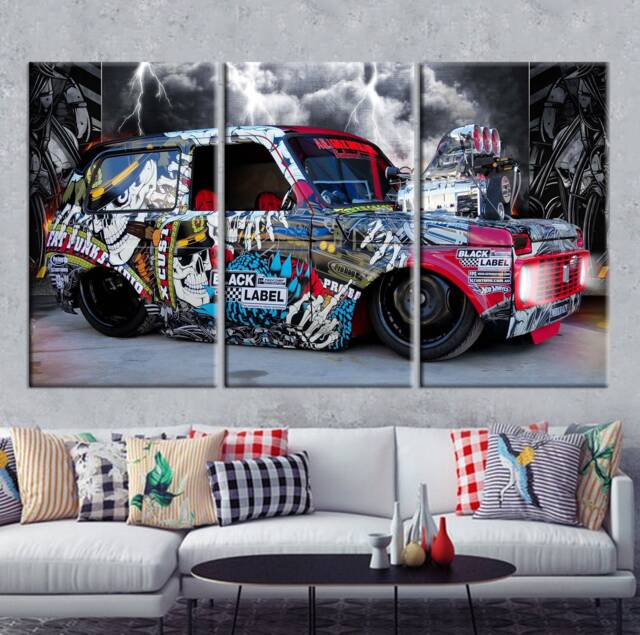 Banksy Wall Art, Graffiti Art, Canvas Painting, Colorful Graffiti Car ...