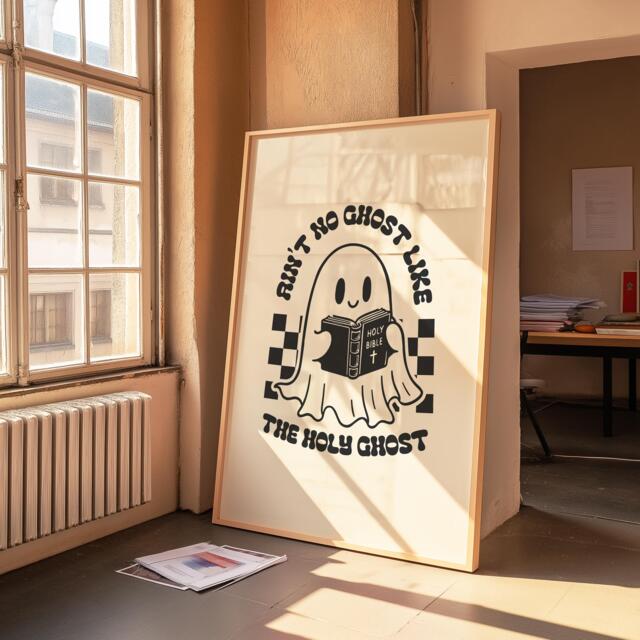 Religious Prints, God Jesus Christian Cute Ghost Funny Wall Art, Preppy ...