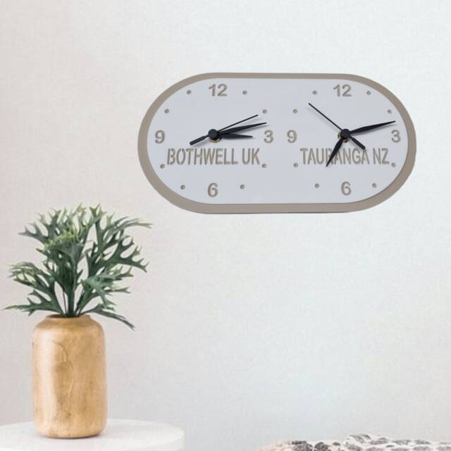 Personalized Two Time Zone Clock Family & Friends Acrylic Wall Decor by ...