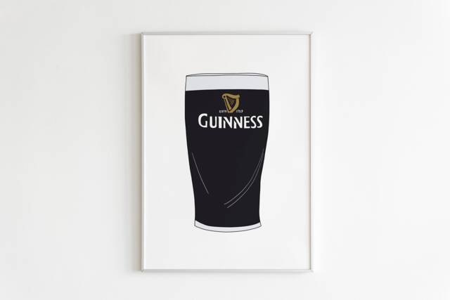 Pint Of Guinness Irish Beer Print Gift Art Illustration Drawing Sketch ...