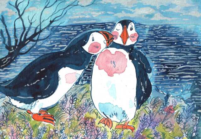 Puffins - Original A5 Drawing by Etsy | ufurnish.com