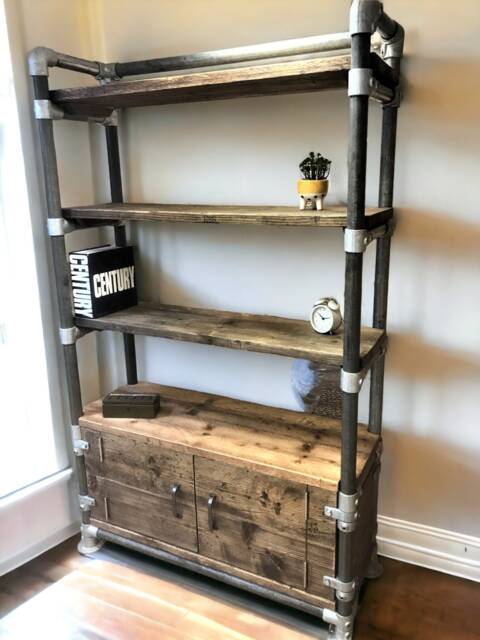 Industrial Shelving Unit, Cupboard - Office Storage Unit Reclaimed Real ...