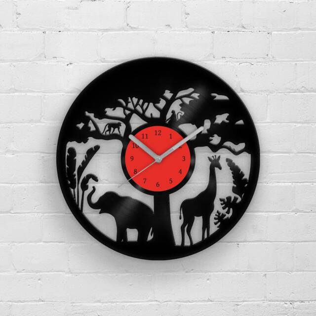 Safari Nursery Vinyl Record Clock Jungle Animals Kids Room Decor by ...