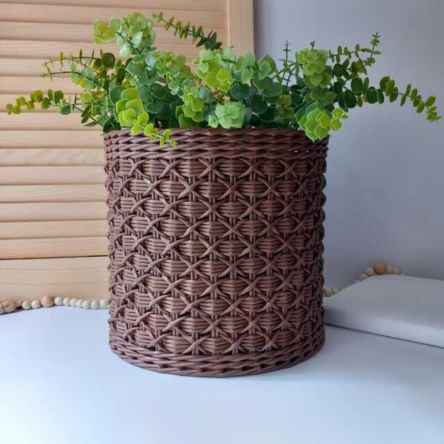 Handmade Brown Wicker Planter Pot Boho Basket For Houseplants by Etsy ...