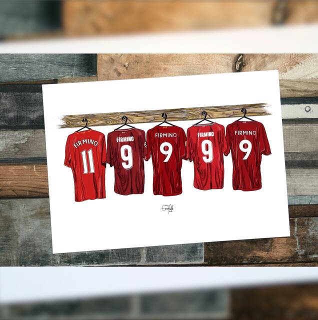 Bobby Firmino Themed Lfc Career Dressing Room Kit Print Hand ...