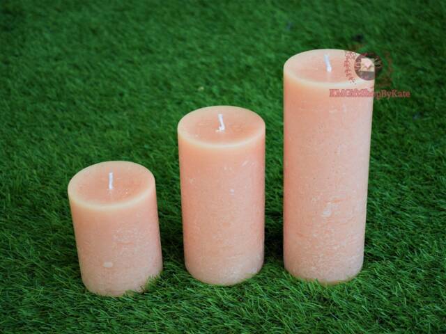 Rustic Decorative UK Handmade Unscented Pillar Solid Candles Pastel ...