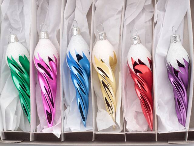 6 Czech Blown Glass Twist Teardrop Christmas Tree Ornaments by Etsy ...