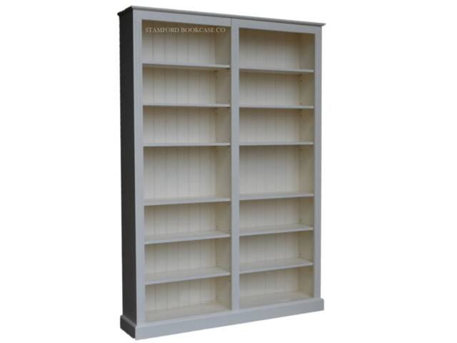 White Or Grey Painted Solid Wood 7Ft X 5Ft Bookcase, Adjustable Split Display Shelving, Library ...
