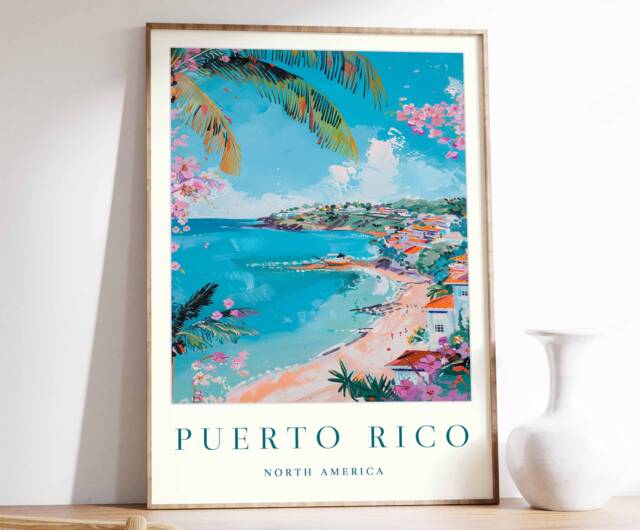 Puerto Rico Travel Poster Tropical Beach Coastal Art by Etsy | ufurnish.com