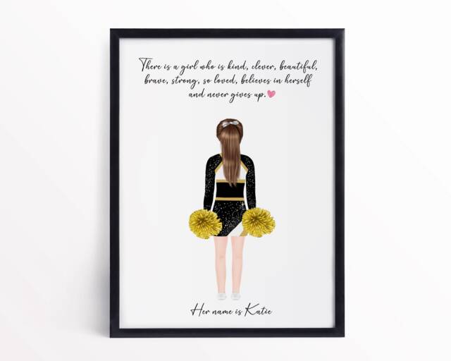 Personalised Cheerleading Girl Print, Gift, Wall Art, Decor, Poster ...