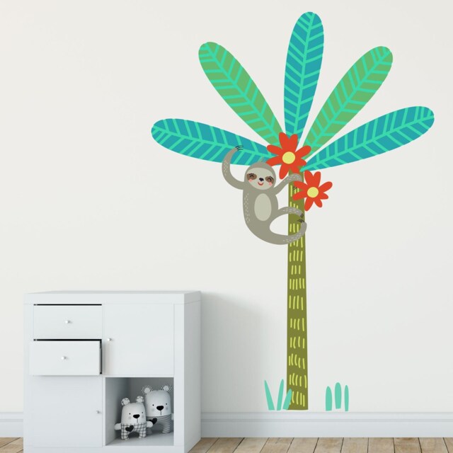 Sloth With Jungle Tree Wall Sticker Pack, Sloth Decal by Etsy ...