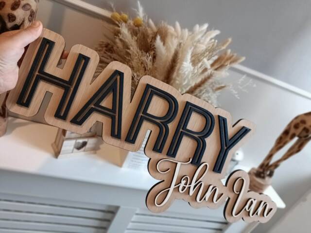 Personalised Double Layered Name Wall Plaque - Nursery Decor Childrens ...